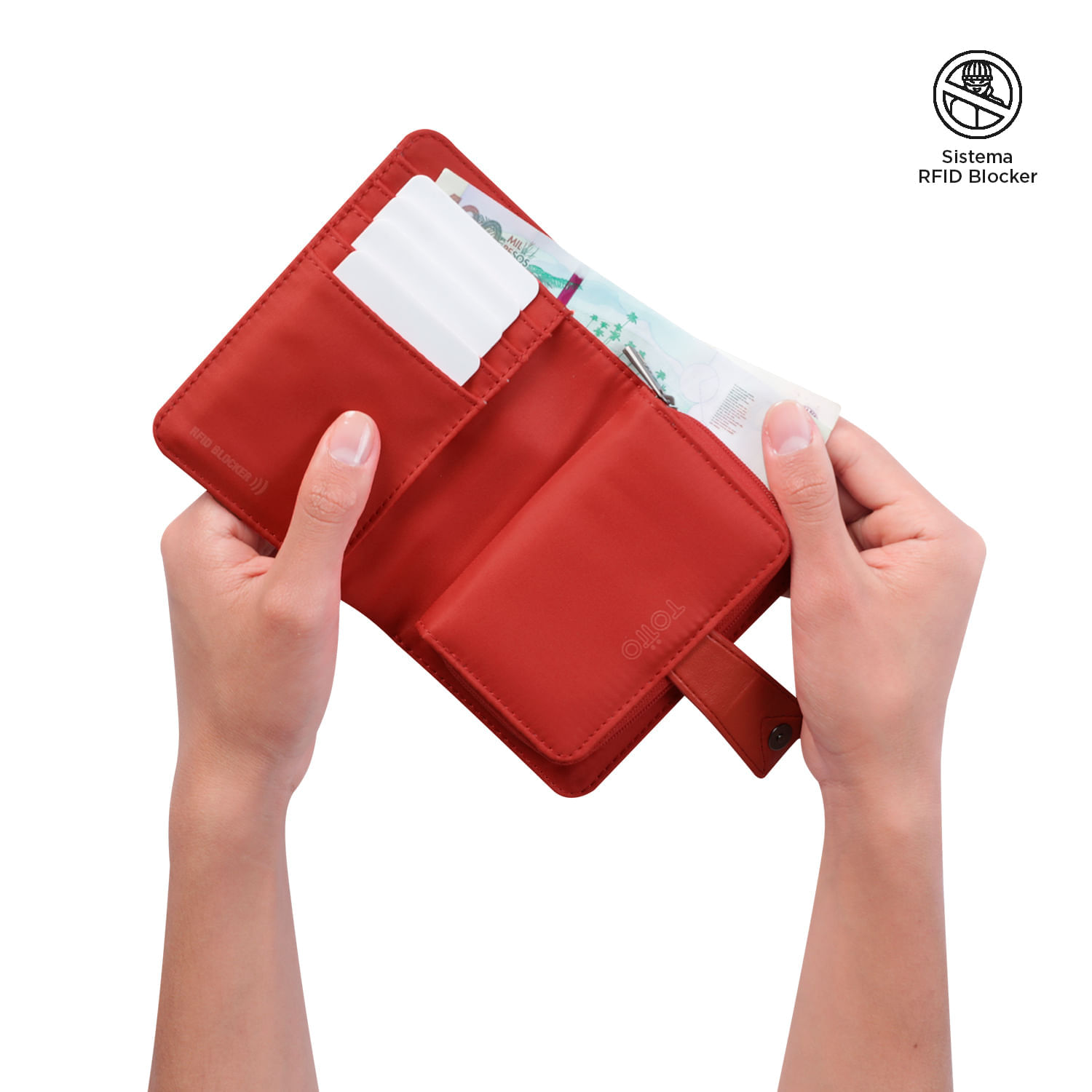 Billetera Myri Con RFID Blocker Roja Mujer