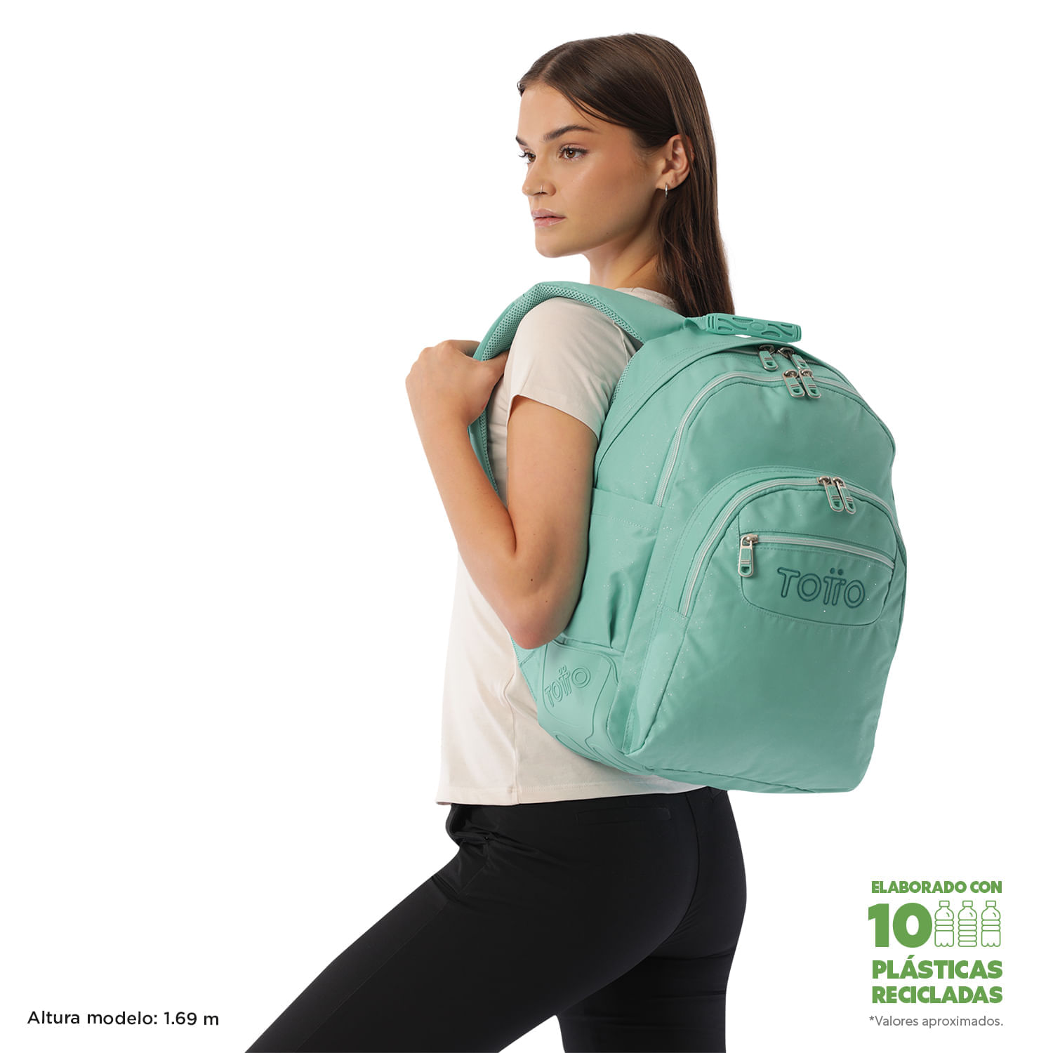 Morral Juvenil Porta PC 14" Rayol Glitter Verde