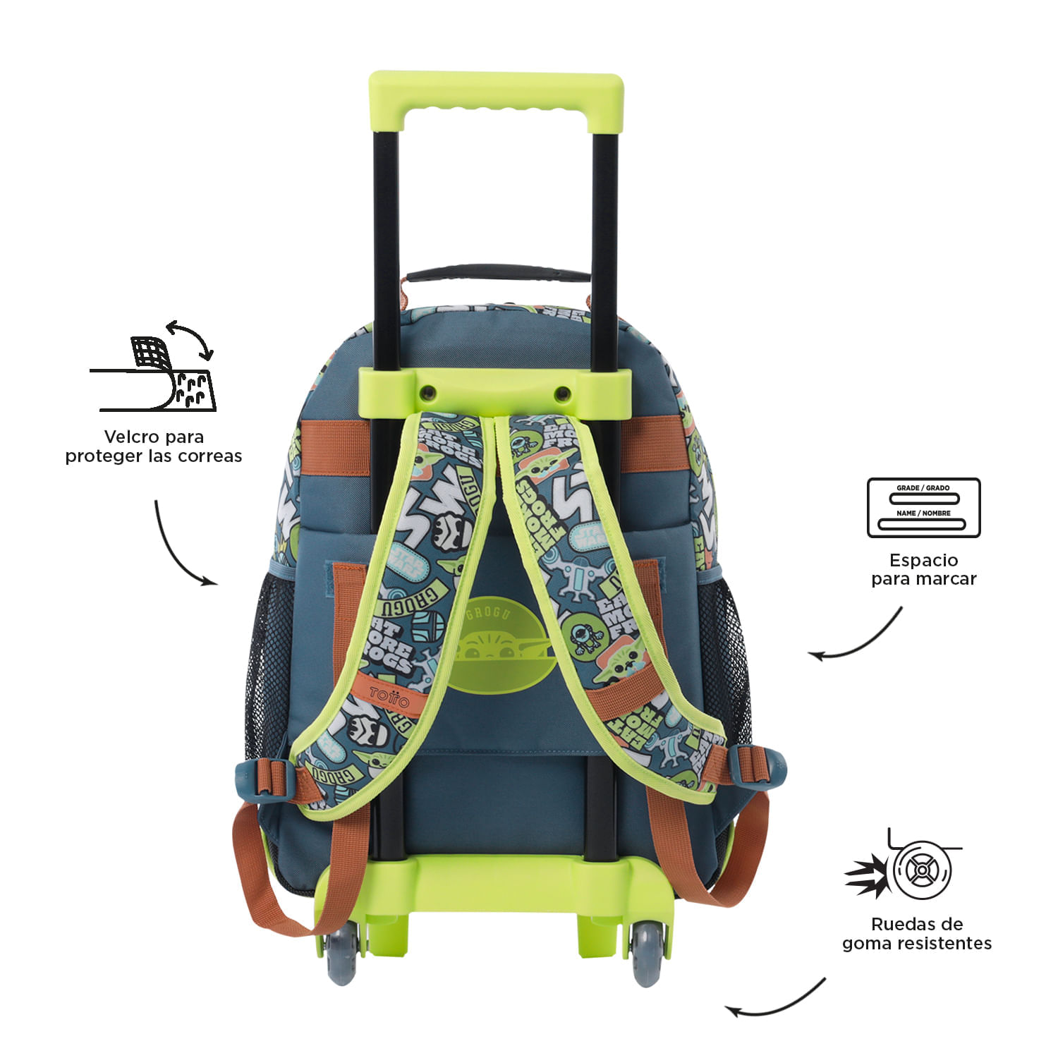 Mochila ruedas Niño Grogu School M Gris